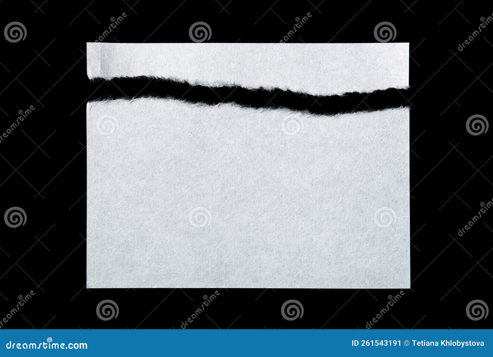 Two Pieces of Torn Paper Isolated on Black Stock Image - Image of ...