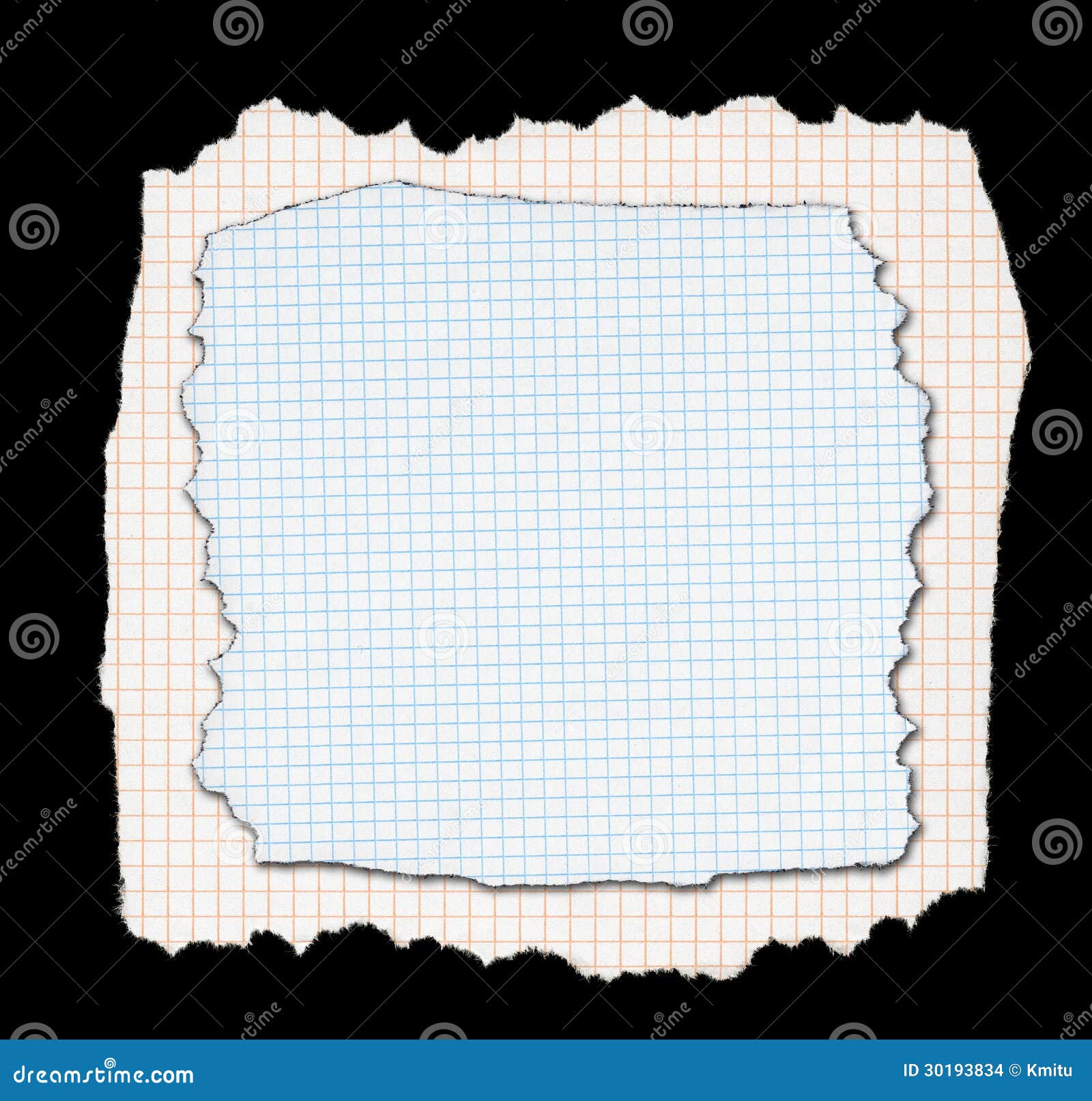 Two Pieces of Torn Squared Paper Stock Photo - Image of empty, frayed ...