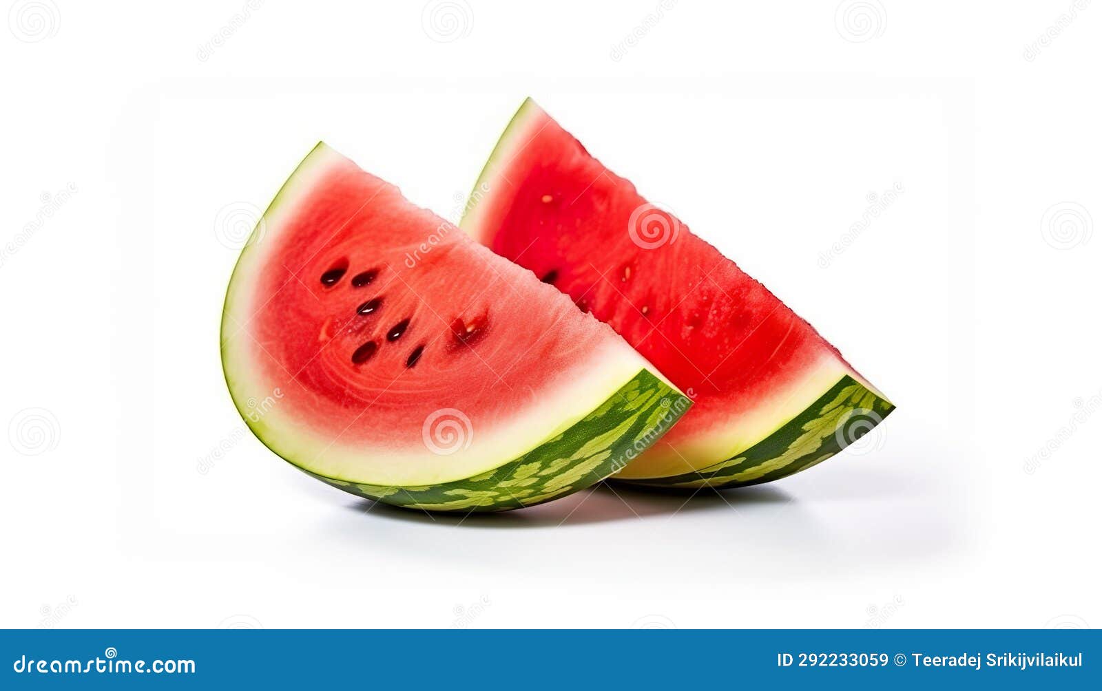 Two Pieces of Watermelons on White Background. Generative AI. Stock ...