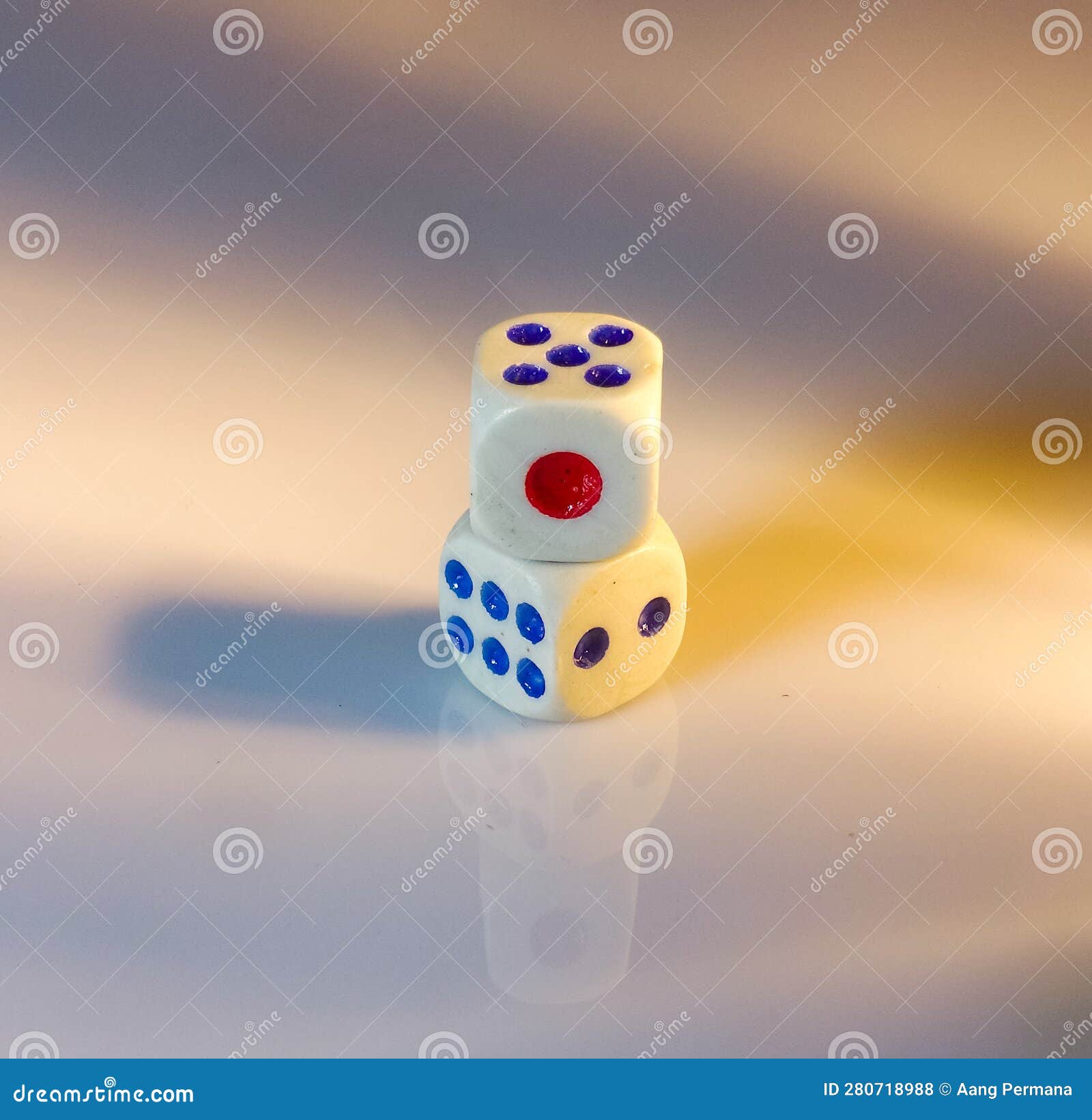 Two Pieces of White Dice on the Table Stock Photo - Image of isolated ...