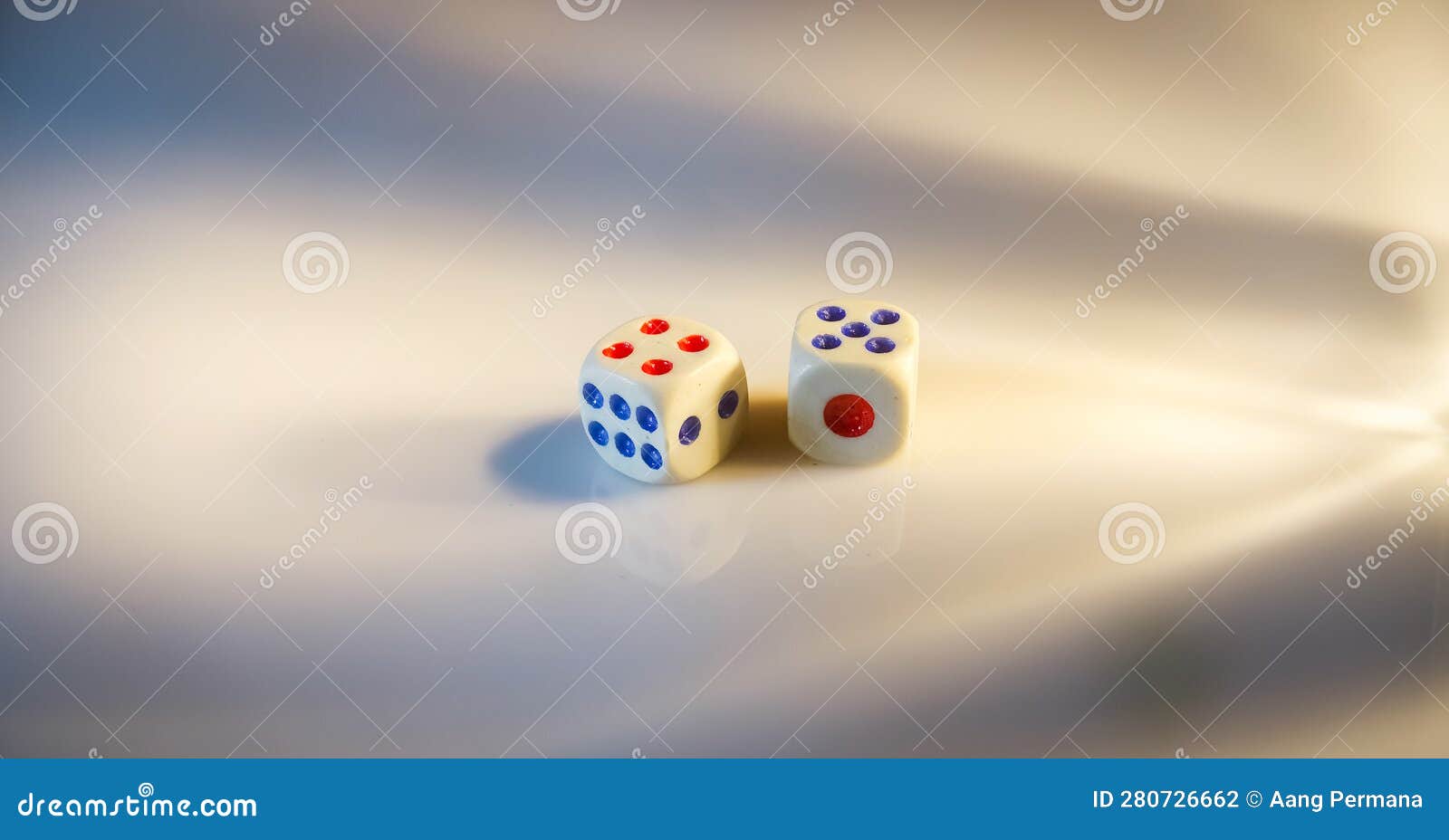 Two Pieces of White Dice on the Table Stock Photo - Image of winner ...