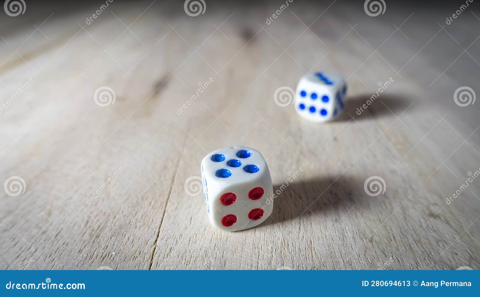 Two Pieces of White Dice on the Wooden Table. Stock Image - Image of ...
