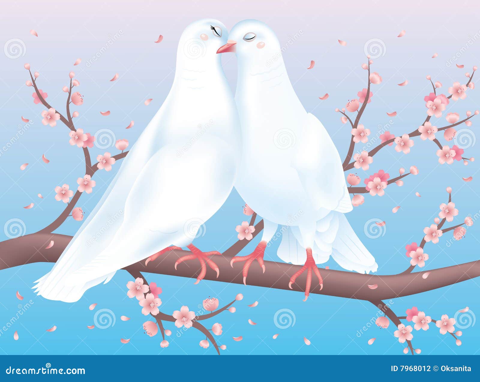 Two pigeons. stock vector. Illustration of dove, light - 7968012