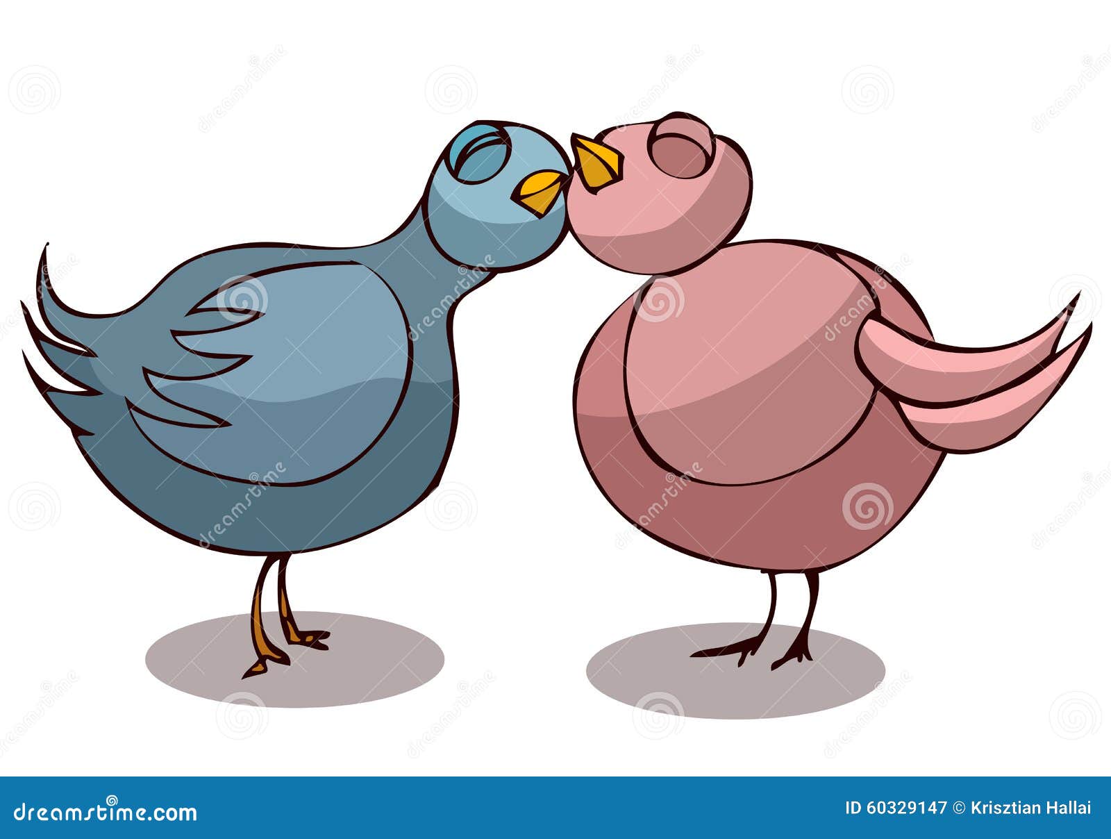 Two Pigeons in Love. stock vector. Illustration of love - 60329147