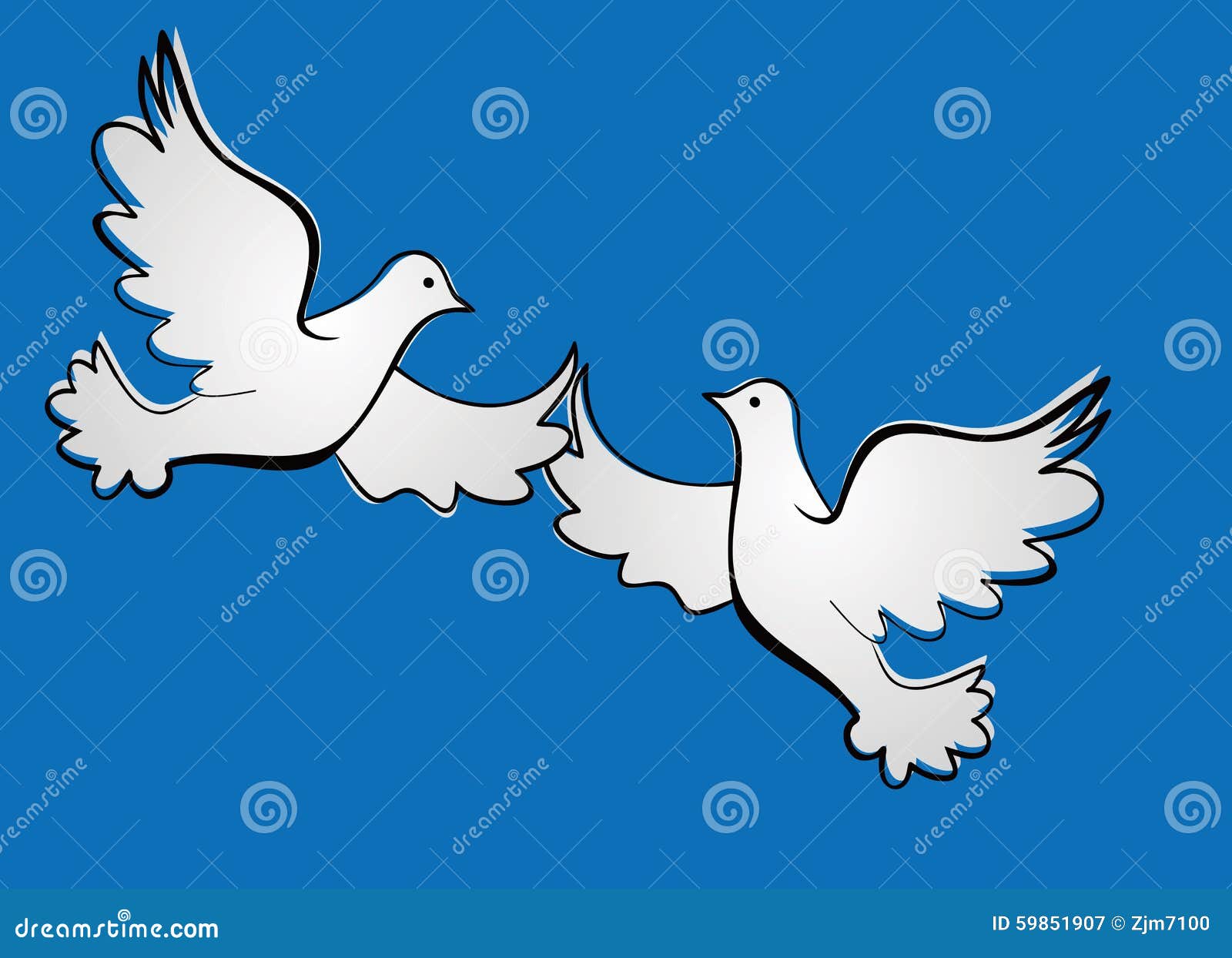 Two pigeons stock vector. Illustration of peace, white - 59851907