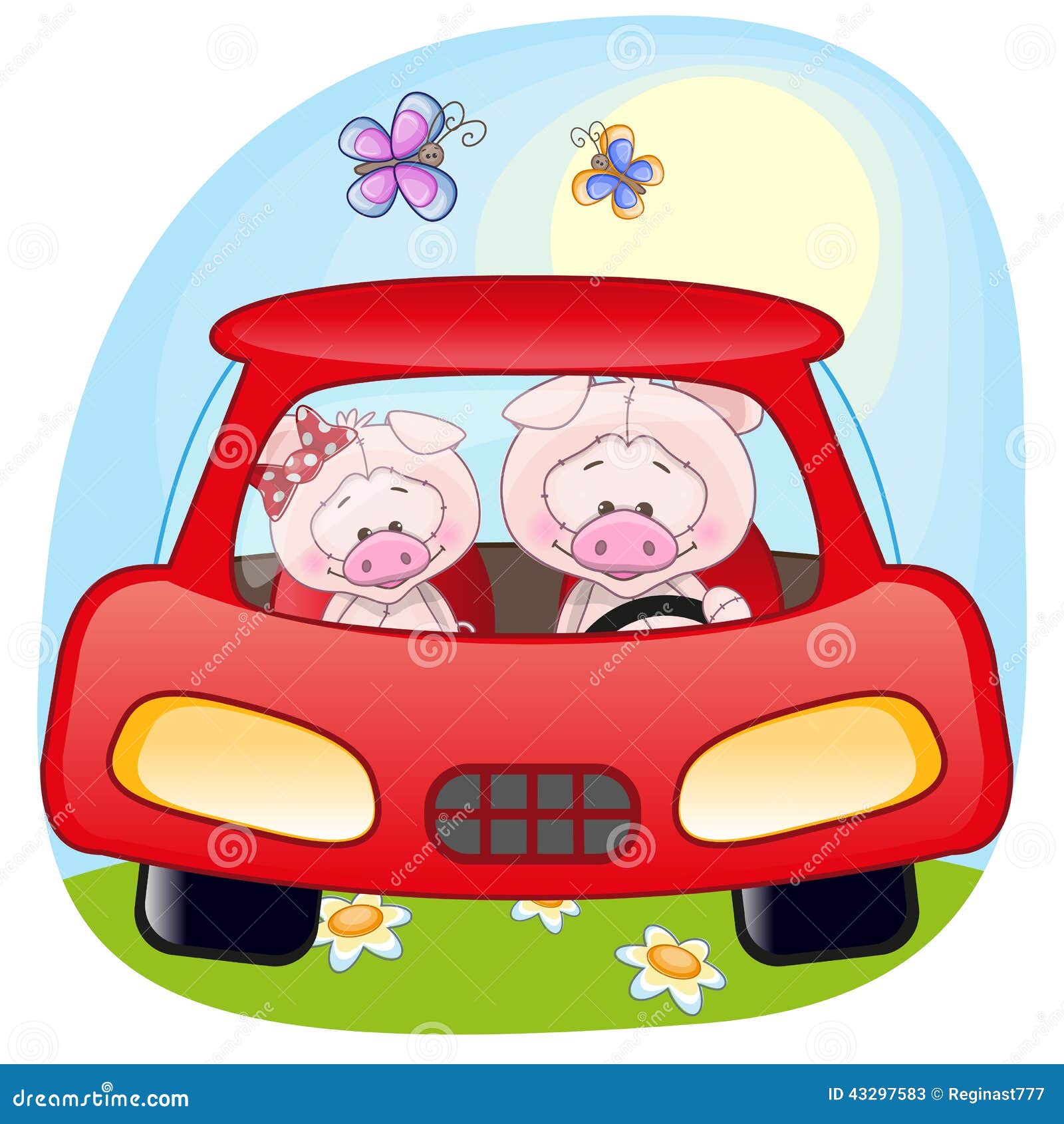Two Pigs in a car stock vector. Illustration of move - 43297583