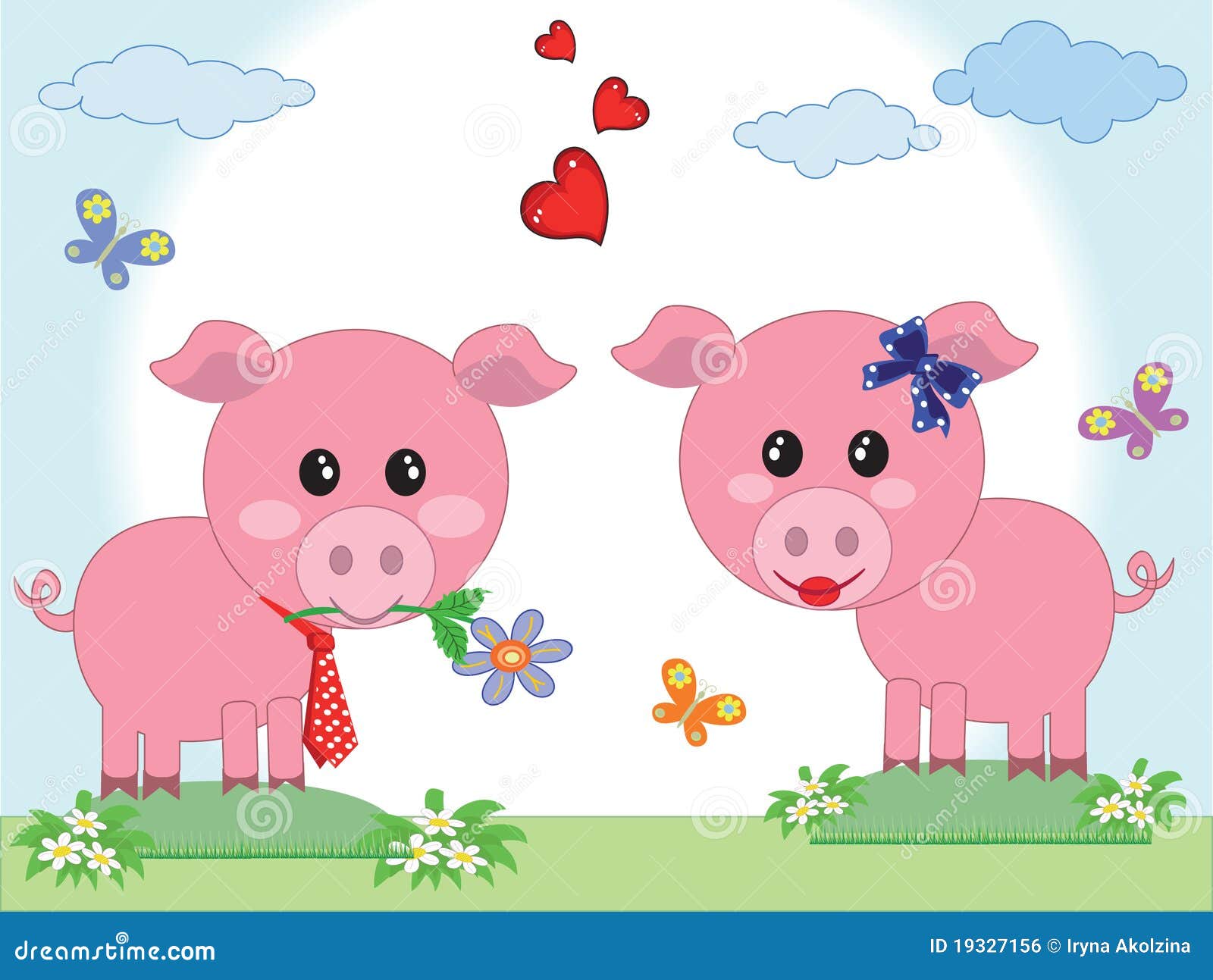 Two pigs in love stock vector. Illustration of nature - 19327156