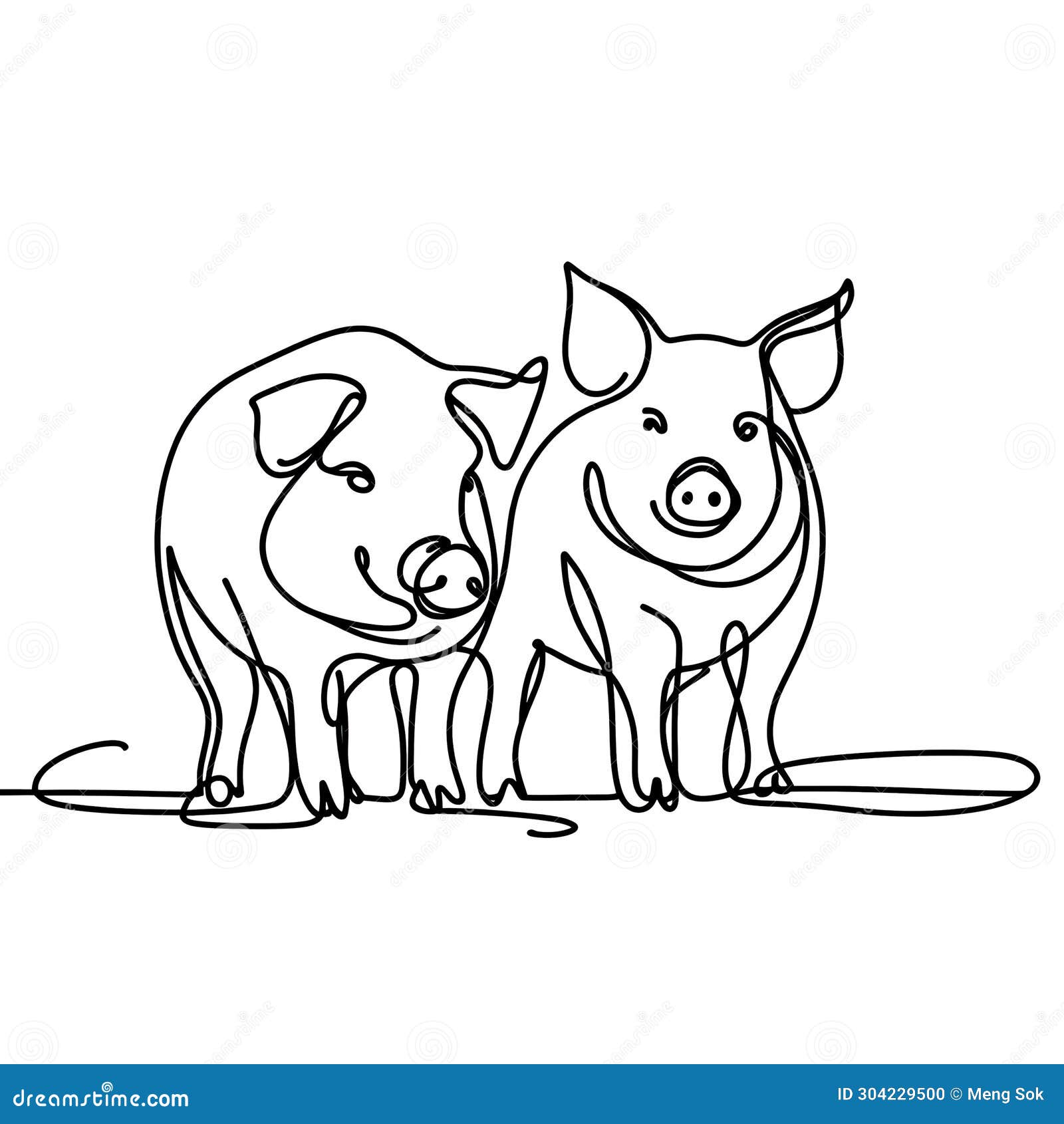 Two Pigs Standing Next To Each Other, with One Pig Facing Left and the ...