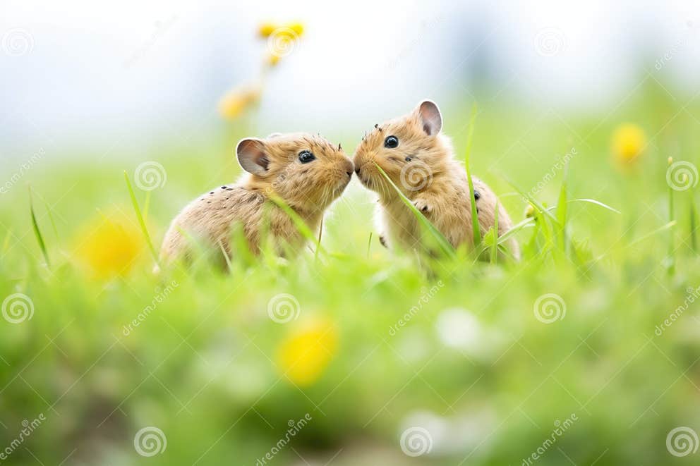 Two Pikas in Meadow, One Calling Stock Illustration - Illustration of ...