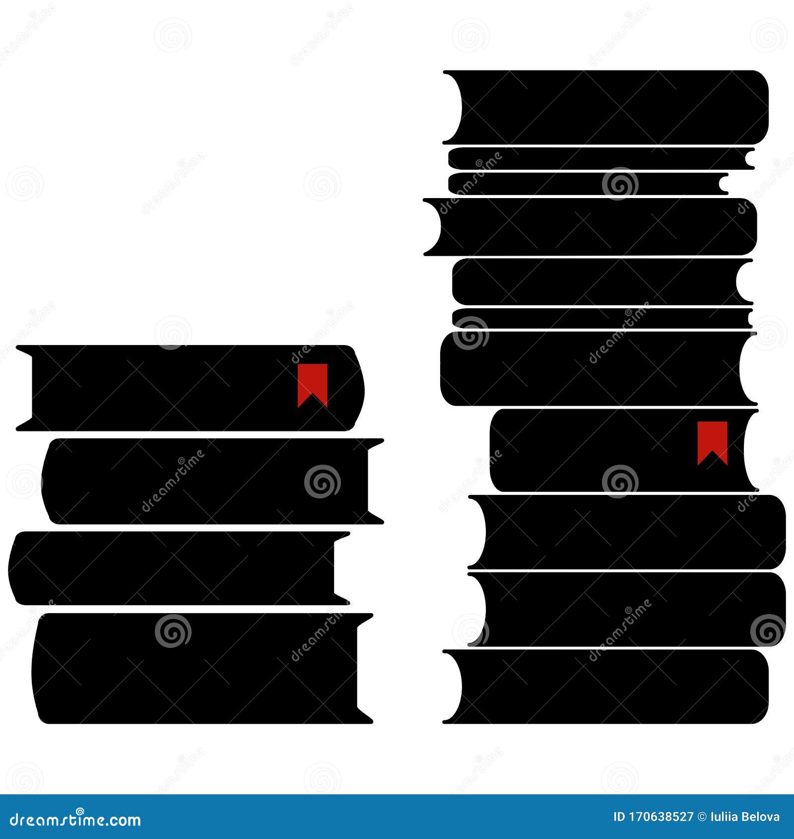 Two Piles of Books with Bookmarks Illustration Stock Illustration ...