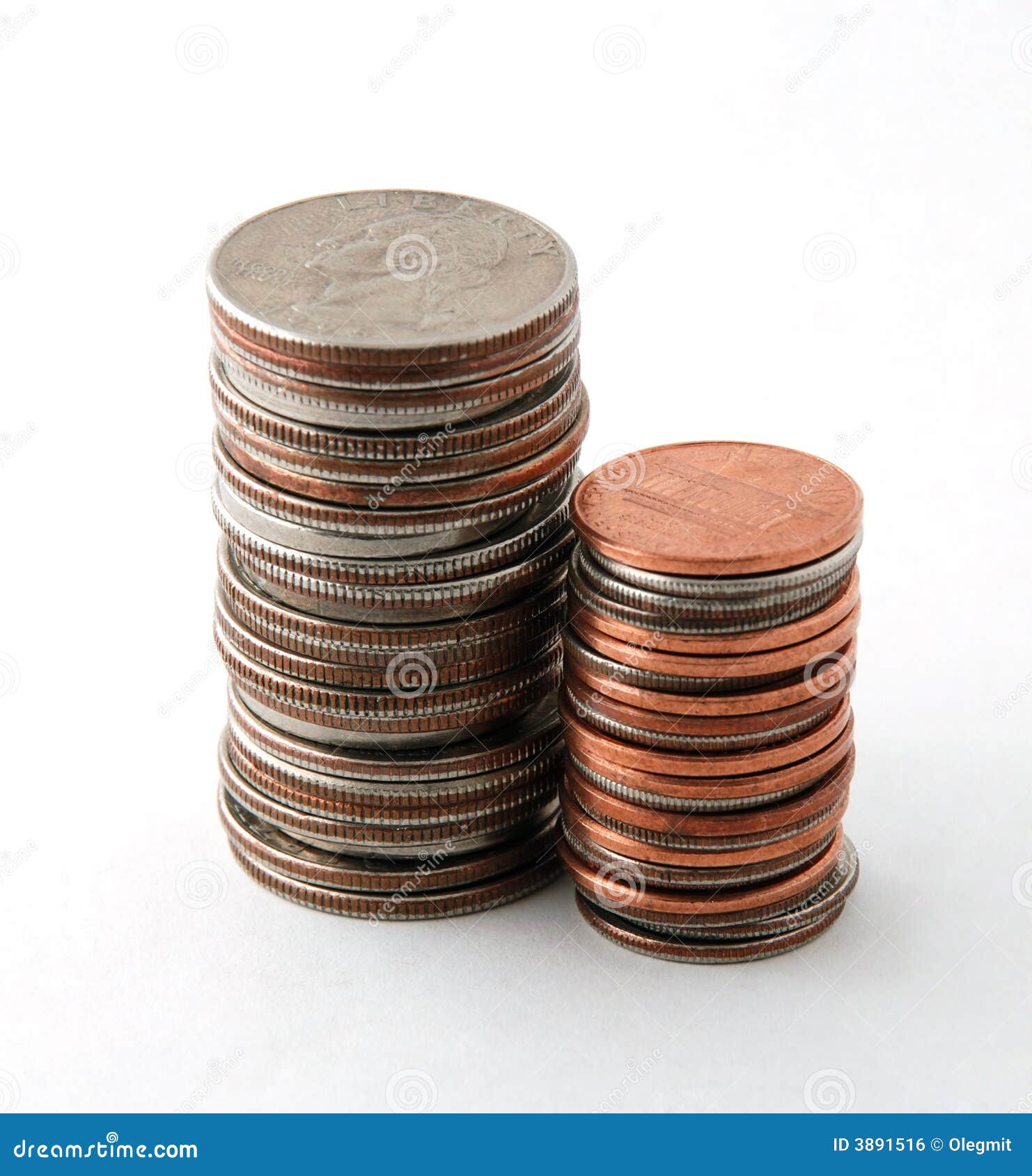 Two Piles Of Coins Stock Photo | CartoonDealer.com #3891516