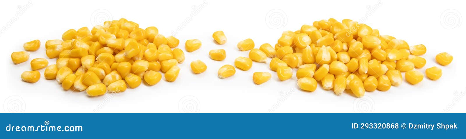 Two Piles of Corn Grains Isolated on White Background Stock Photo ...