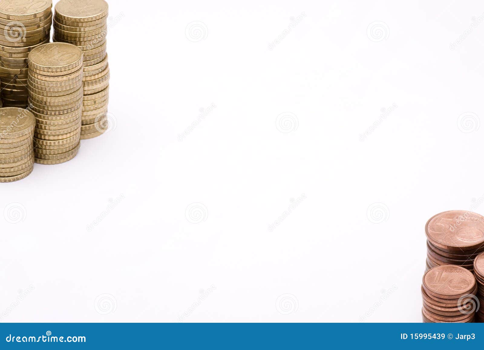 Two piles of money stock image. Image of bank, earnings - 15995439