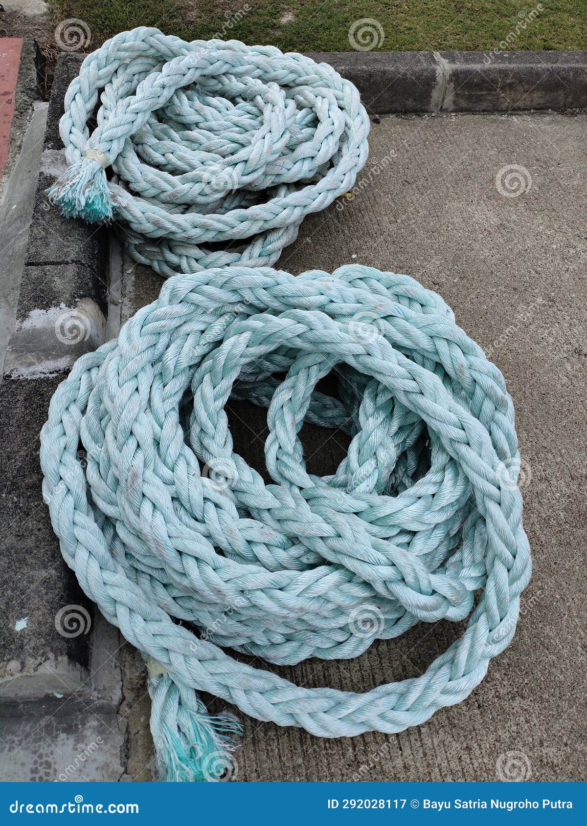 Two Piles of Ropes Lying on the Floor, Blue Rope Stock Image - Image of ...