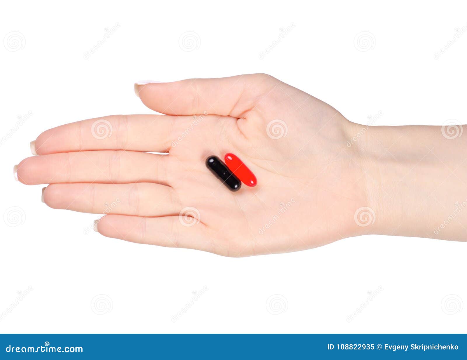 Two pills in a hand stock image. Image of health, bottle - 108822935