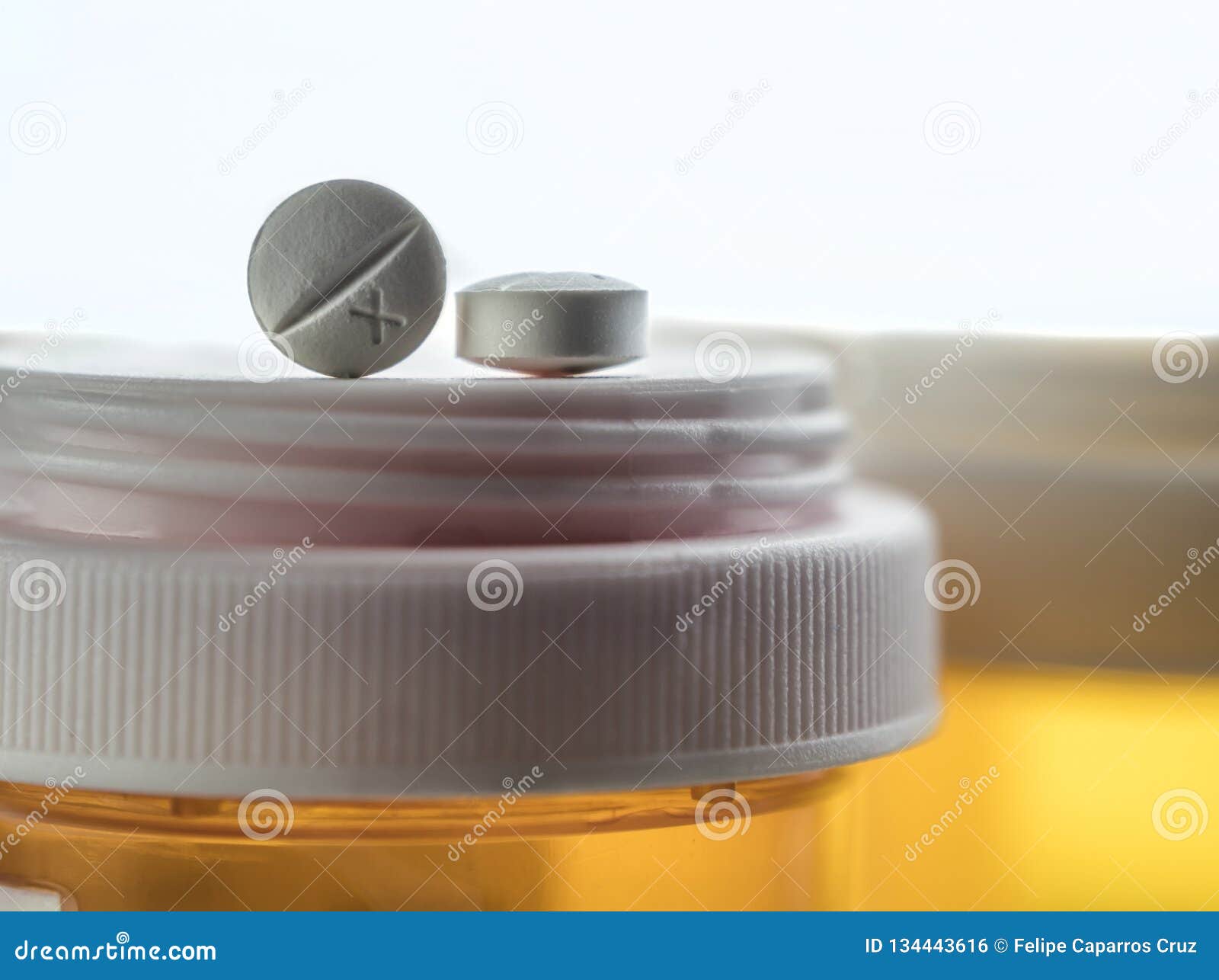 Two Pills White on a Bottle of Medicines Stock Photo - Image of medical ...