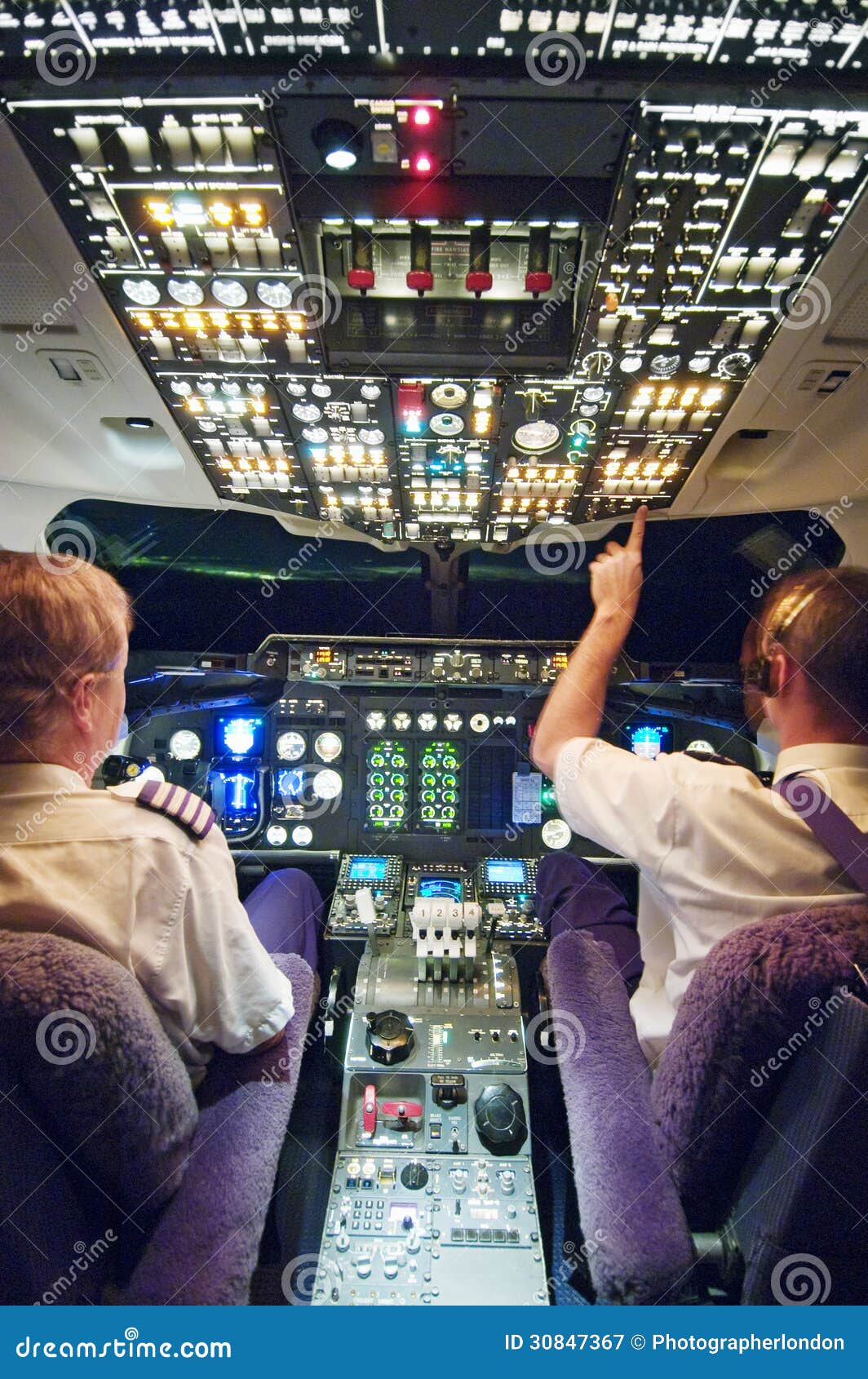 Two Pilots in Aeroplane Cockpit Editorial Photography - Illustration of ...
