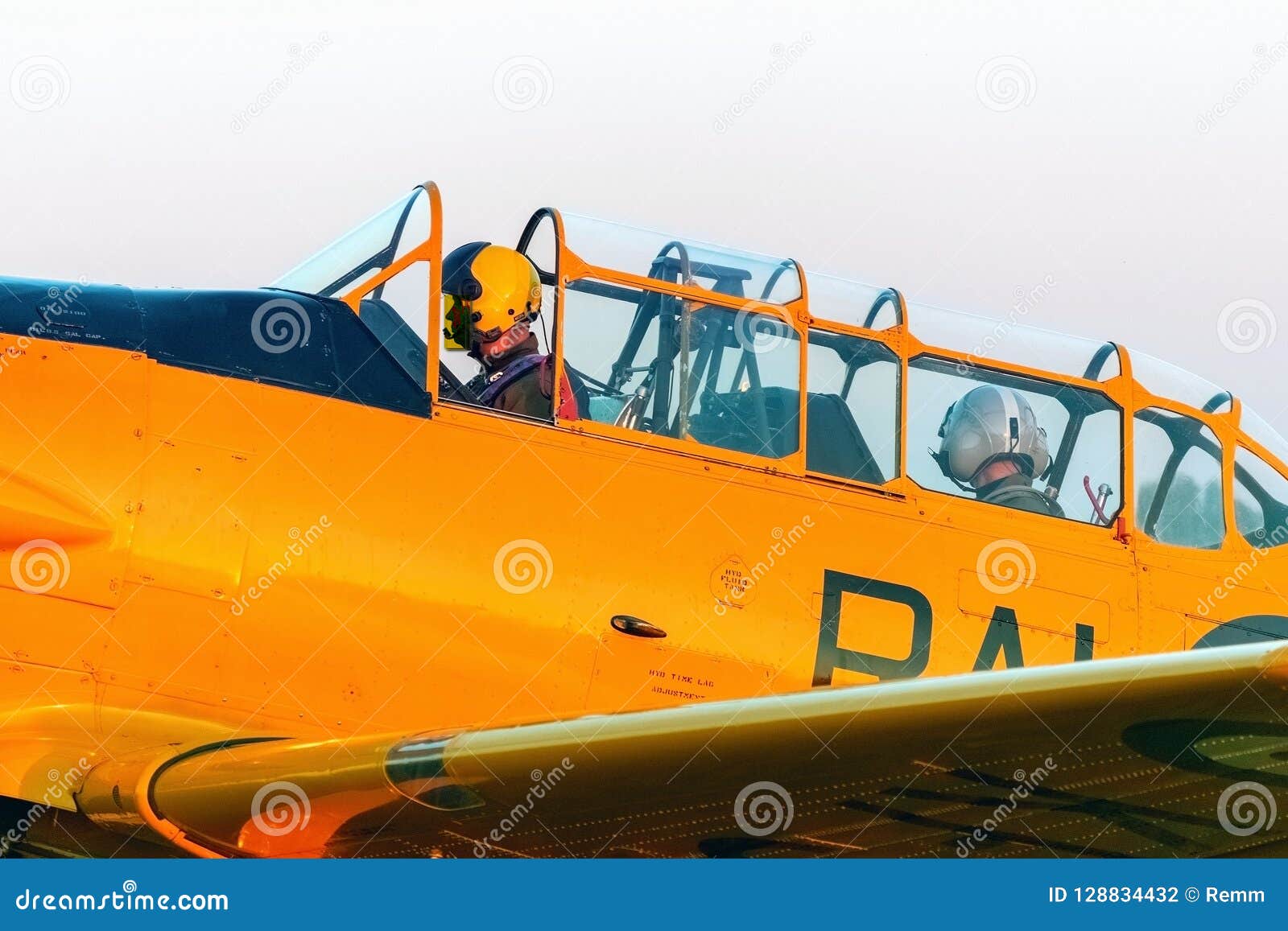 Cockpit In The Plane, View Of The Control Panel And Steering Wheels ...