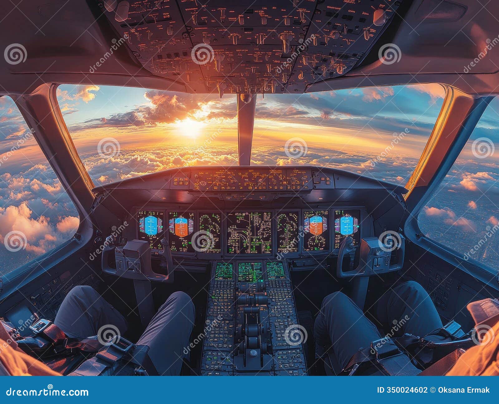 Two Pilots in Cockpit, Teamwork, Communication, Navigating through ...