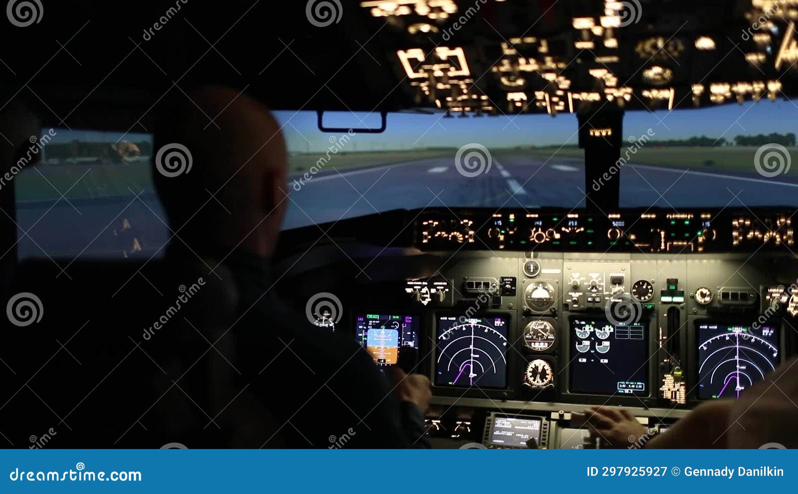 Two Pilots are Preparing To Take Off and Control the Aircraft in the ...