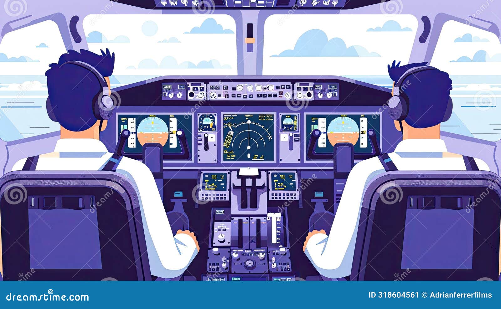 Two Pilots are Sitting in the Cockpit of an Airplane Stock Image ...