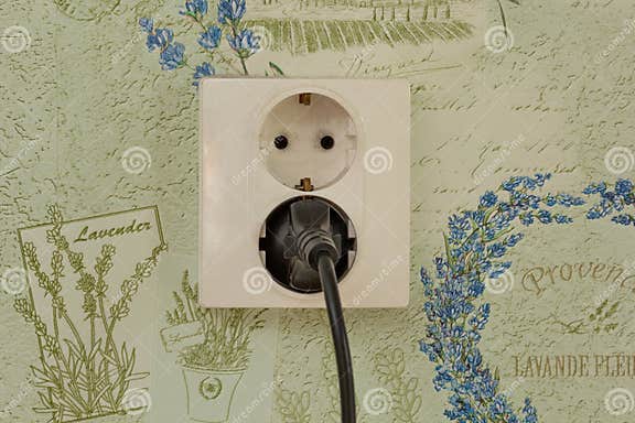 Two Pin Wall Socket with Double Holes with Plug in it Stock Image ...