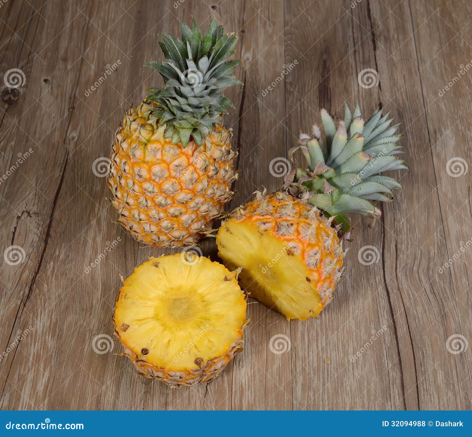 Two Pineapples on Wooden Background Stock Photo - Image of space, juicy ...