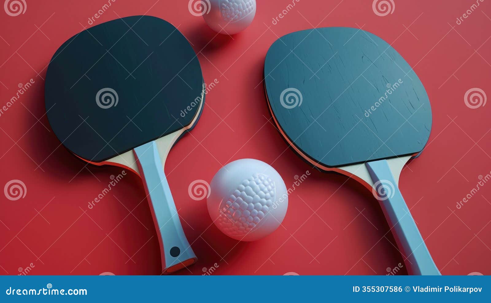 Two Ping Pong Paddles and a Ball on a Red Surface Stock Photo - Image ...