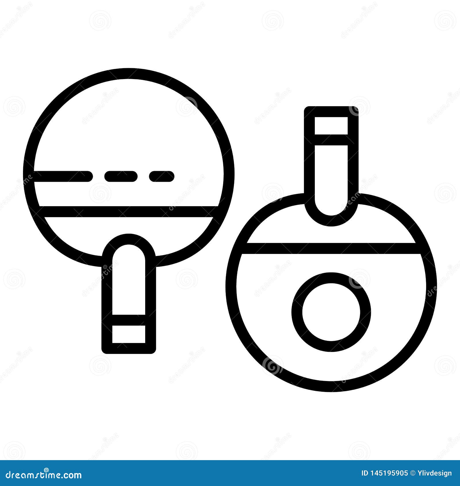 Two Ping Pong Paddles Icon, Outline Style Stock Vector - Illustration ...
