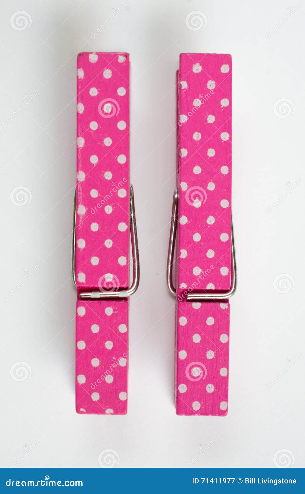 Two Pink Clothes Pins with Fun Patterns Top View Stock Image - Image of ...