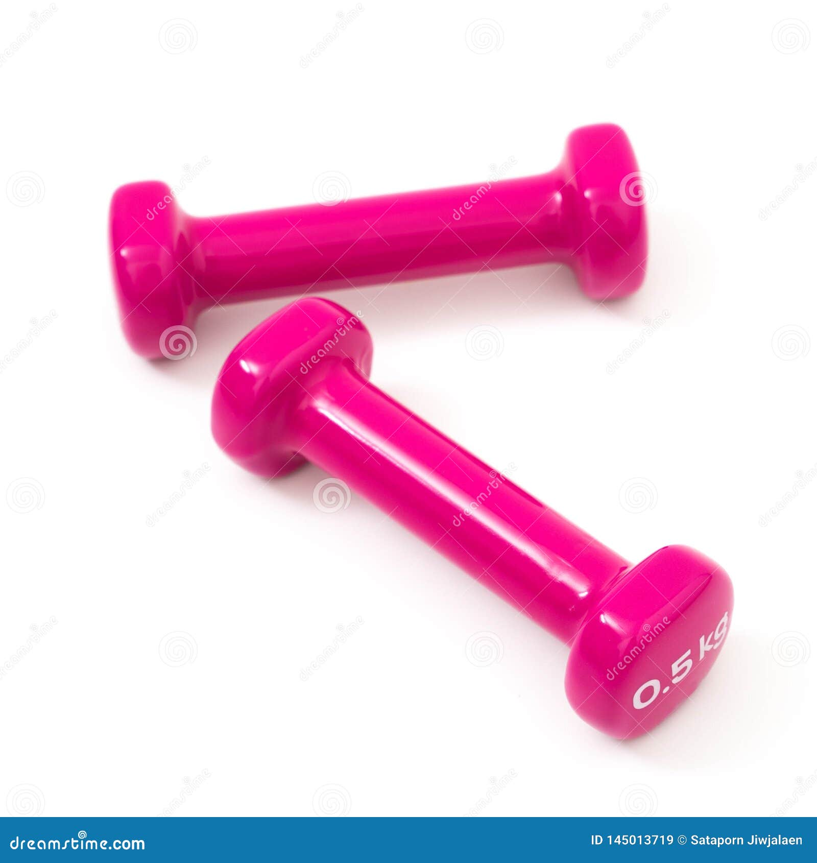 Two Pink Dumbbells Isolated on White Stock Image - Image of health ...