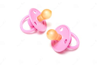 Two Pink Dummies or Pacifiers Stock Photo - Image of colorful, details ...