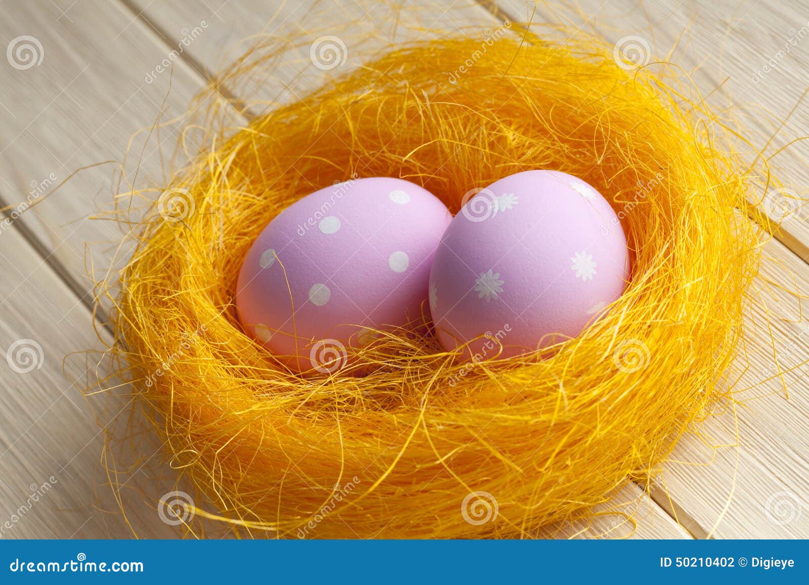 Two pink Easter eggs stock photo. Image of flower, nest - 50210402