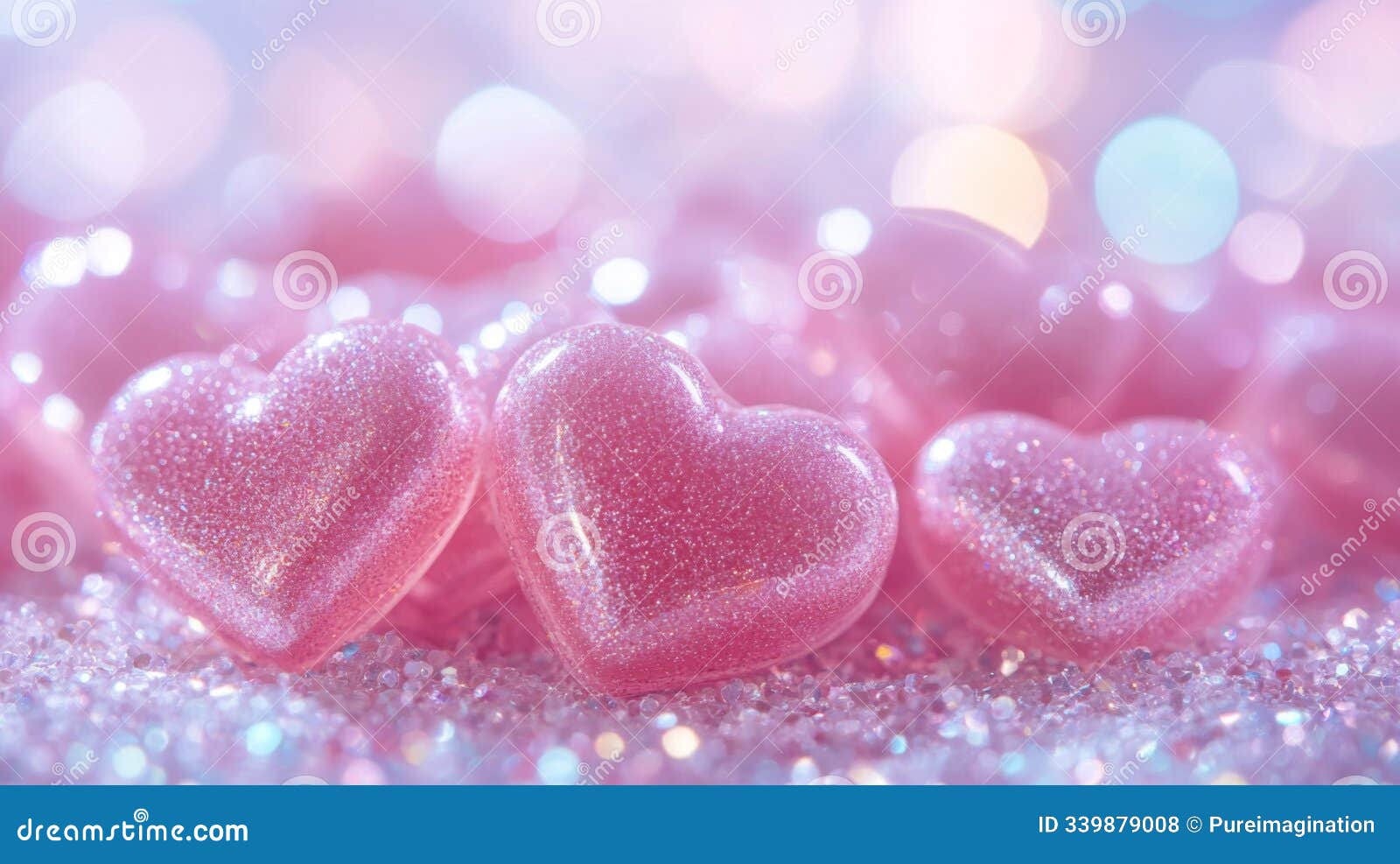 Two Pink Glitter Hearts on Sparkling Background Stock Illustration ...