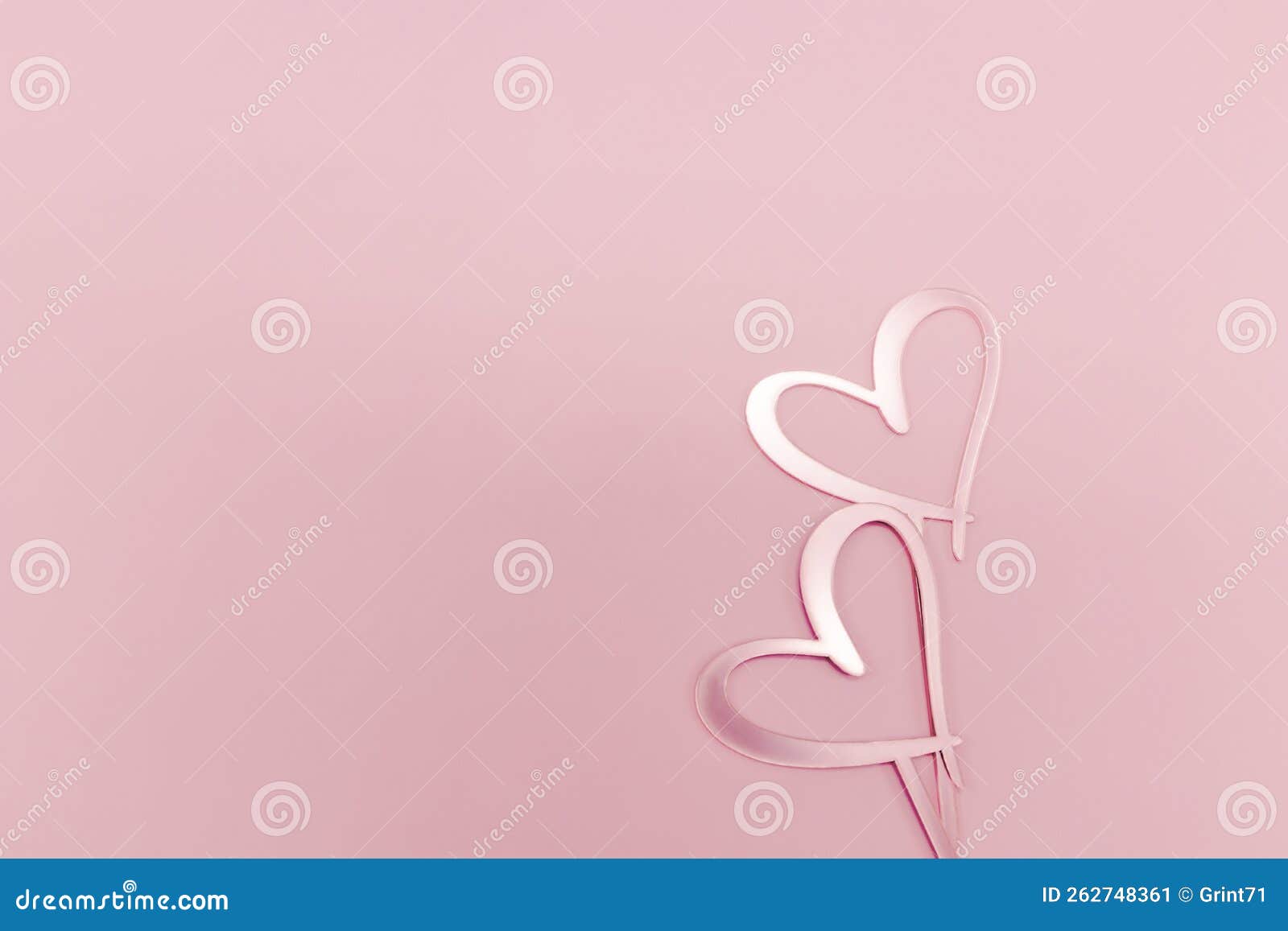 Two Pink Hearts on a Pink Background. Flat Layout, Space for Copying ...
