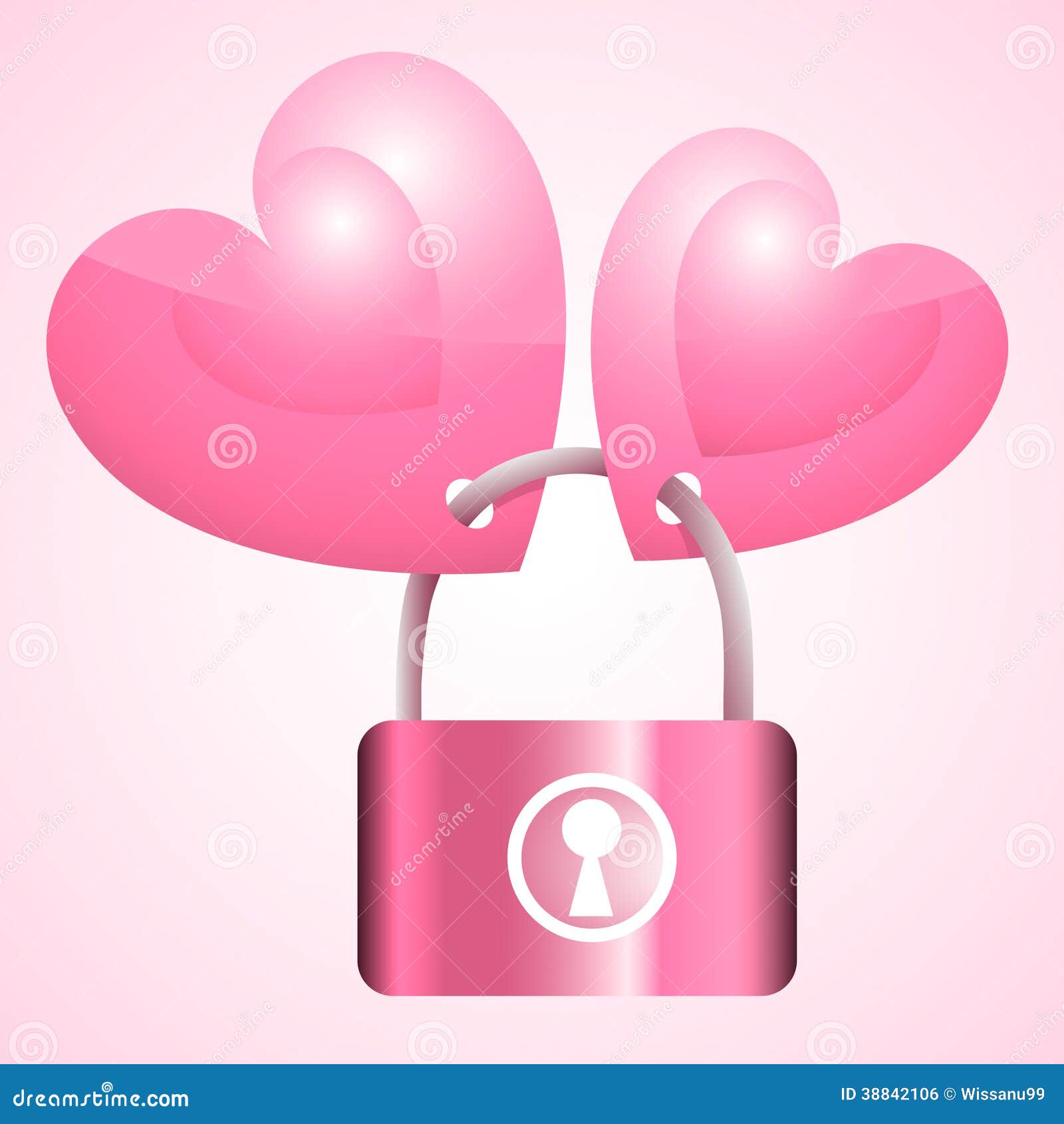 Two pink hearts lock Key stock vector. Illustration of painting - 38842106