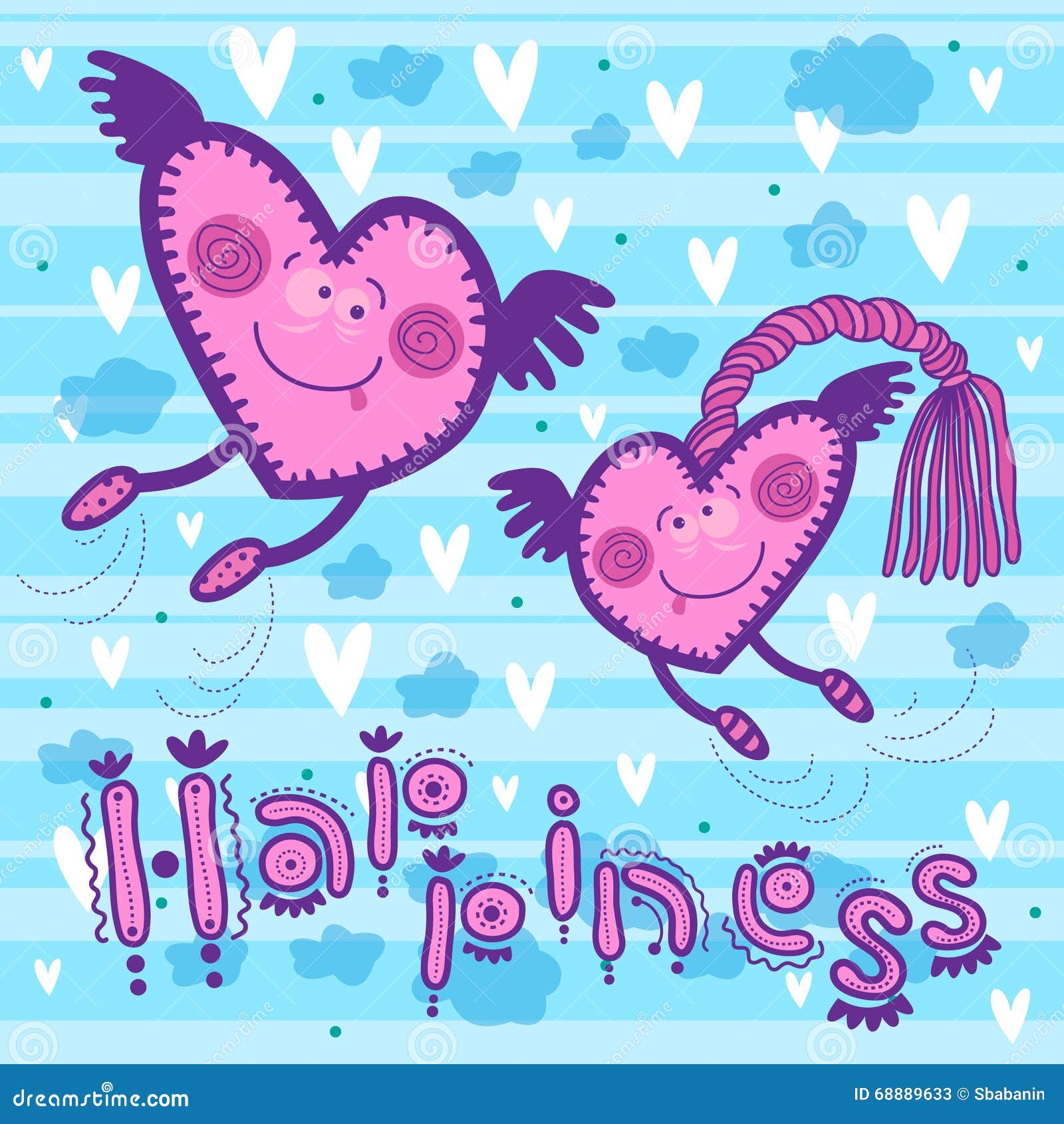 Two Pink Hearts with Wings are Flying Stock Vector - Illustration of ...