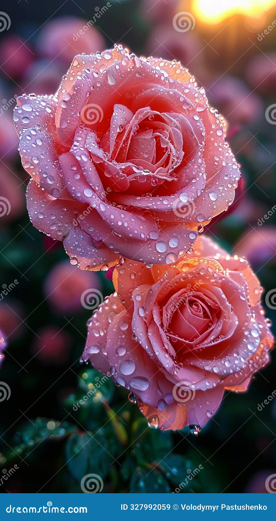 Two Pink Roses with Water Droplets on Them Stock Image - Image of ...