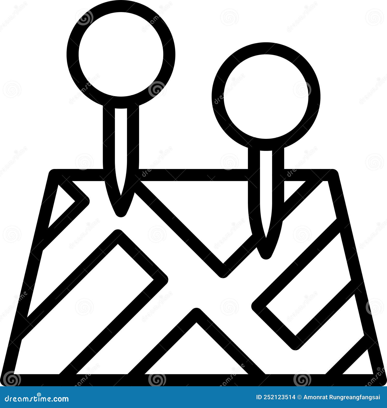 Two Pins on Map Icon, Location Map and Navigation Vector Stock Vector ...