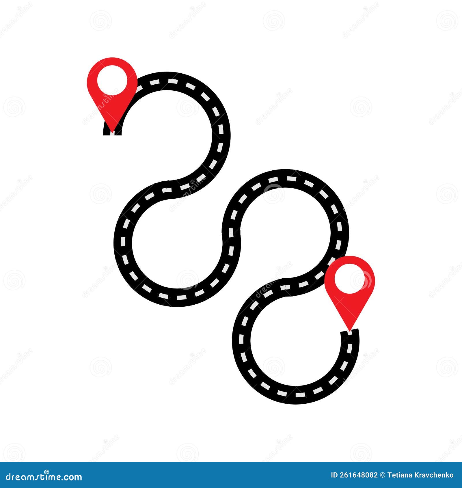 Two Pins Winding Road. Vector Illustration. Stock Image Stock Vector ...