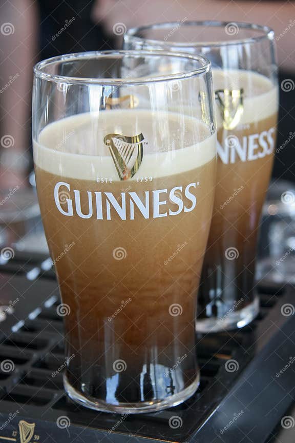 Two Pints of Beer Served at the Guinness Brewery Editorial Photo ...