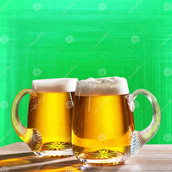 Two Pints on the Green Background Stock Photo - Image of pint, table ...