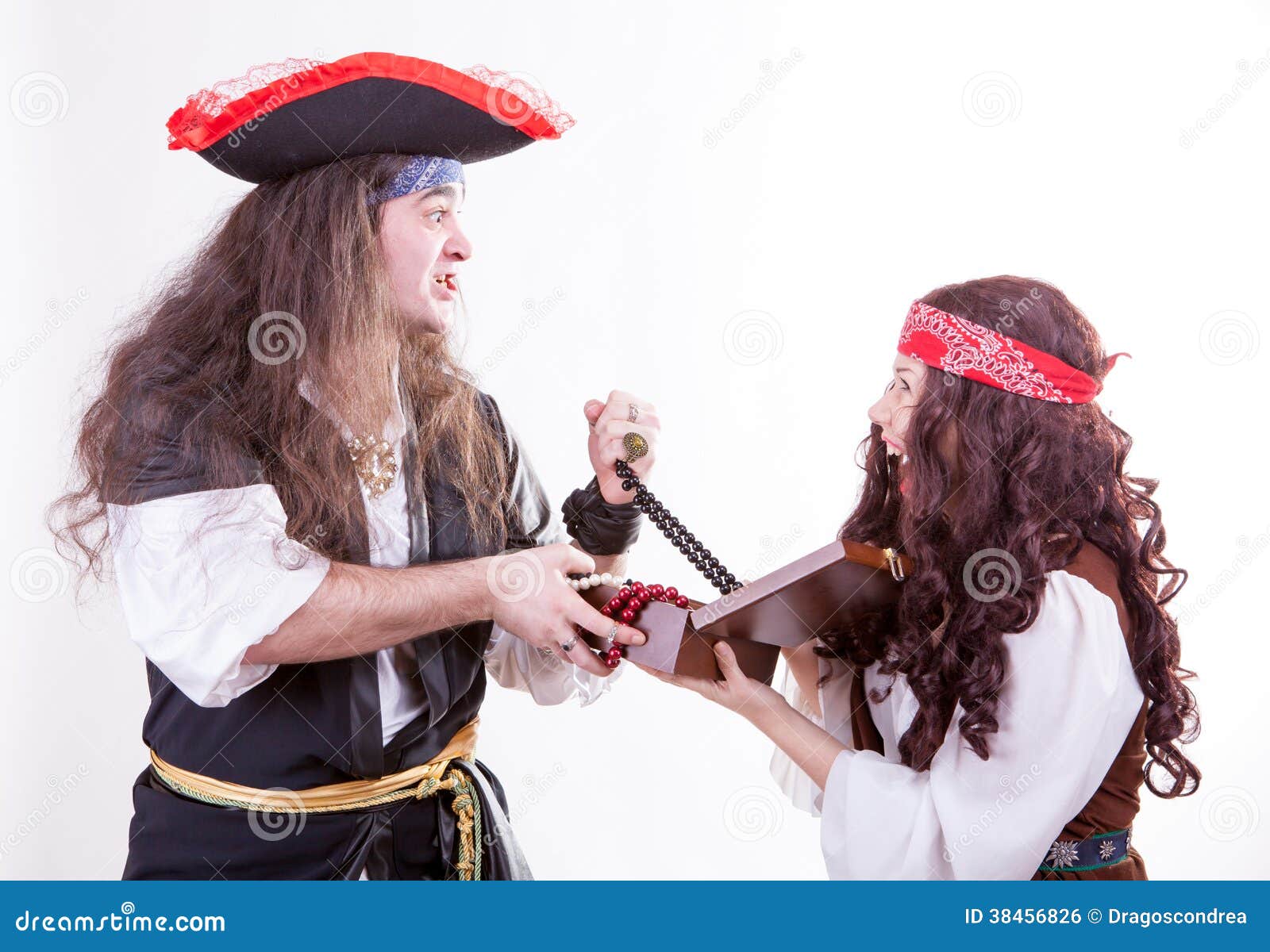 Two Pirates Fighting for Box of Tresure Stock Photo - Image of musket ...