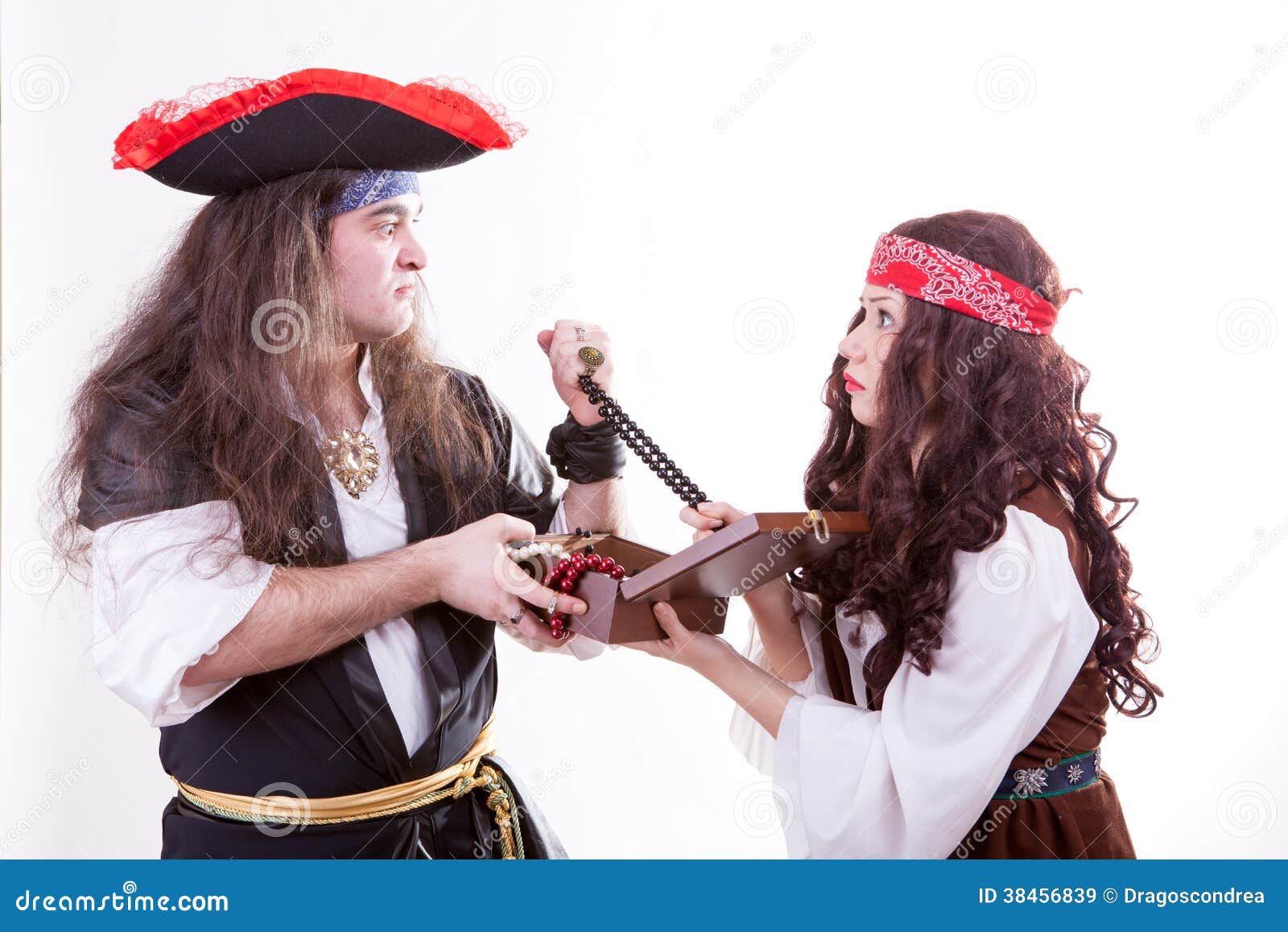 Two Pirates Fighting for Box of Tresure Stock Image - Image of ...