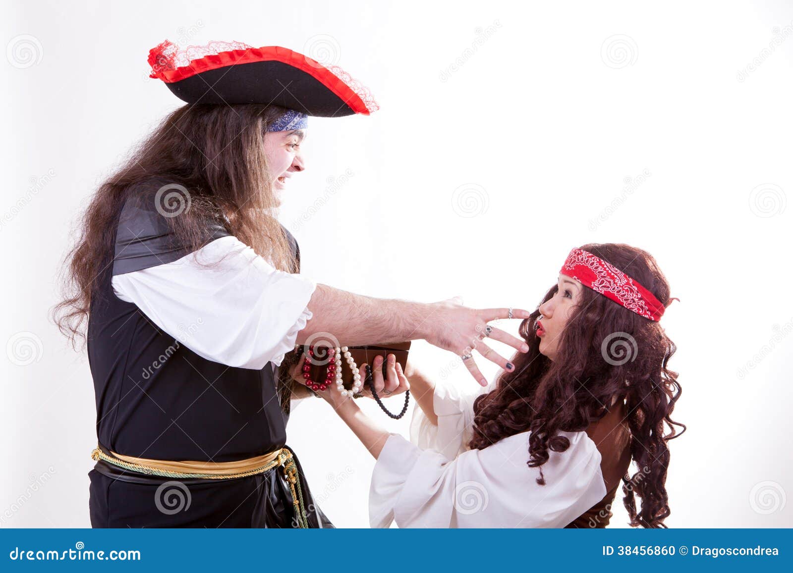 Two Pirates Fighting for Box of Tresure Stock Photo - Image of person ...
