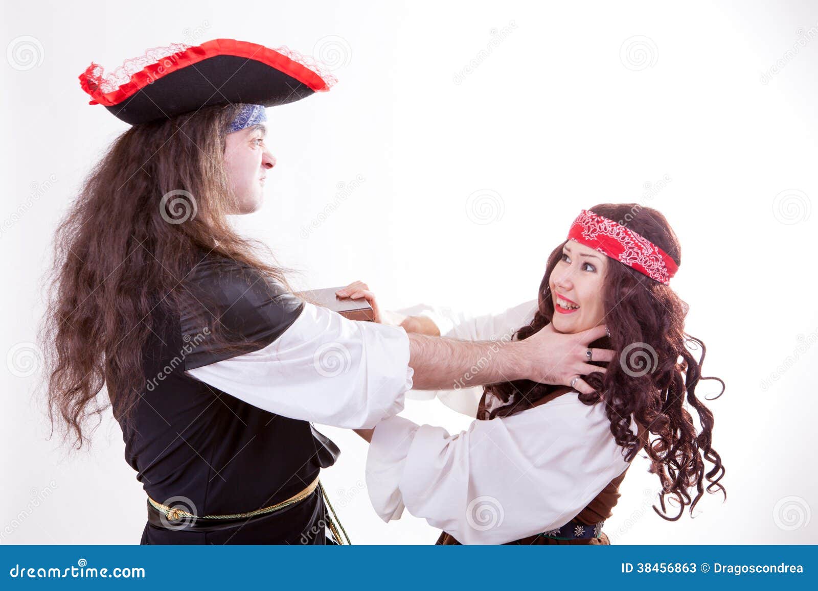 Two Pirates Fighting for Box of Tresure Stock Image - Image of jack ...
