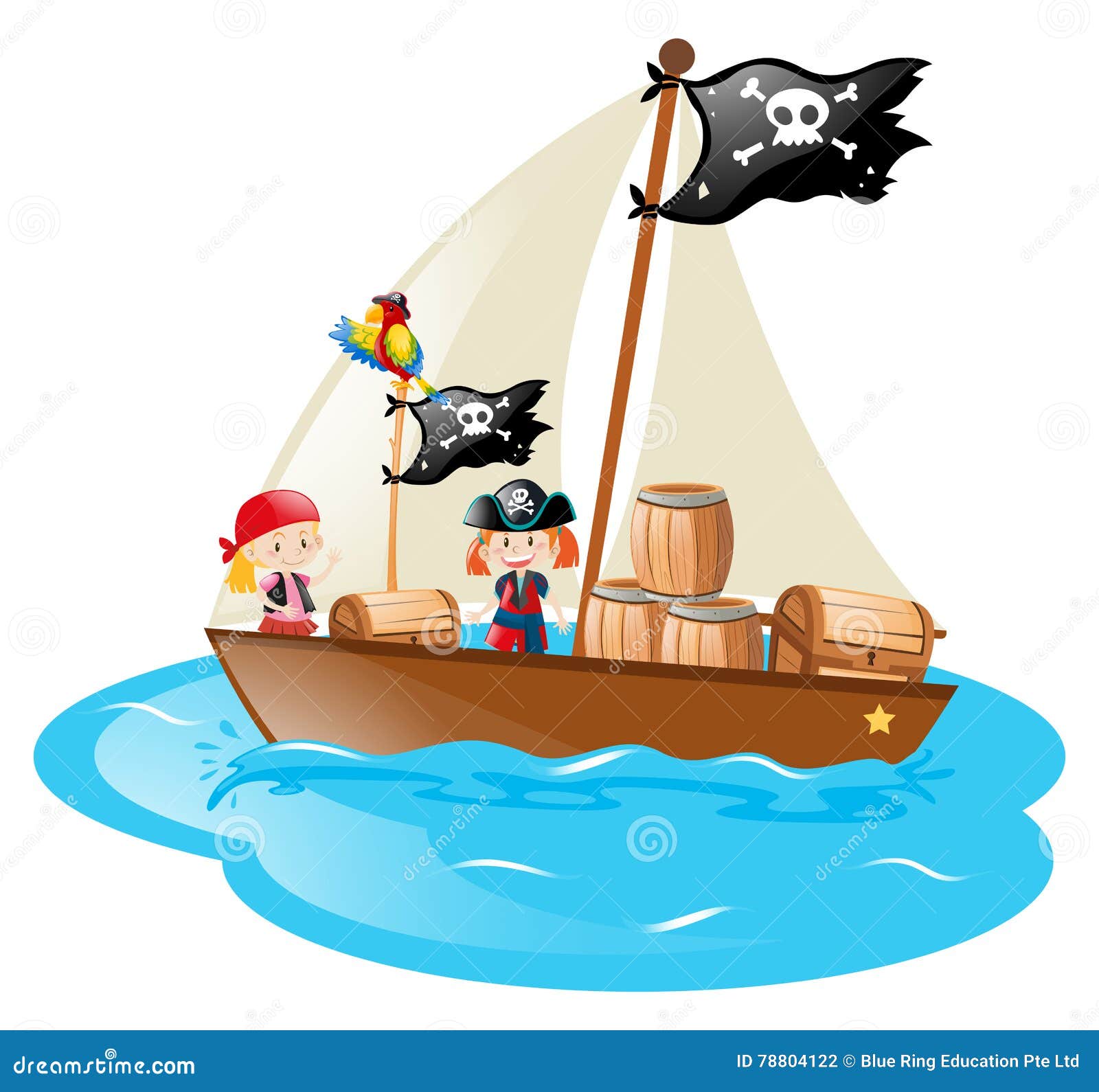 Two Pirates Sailing the Boat Stock Illustration - Illustration of ...