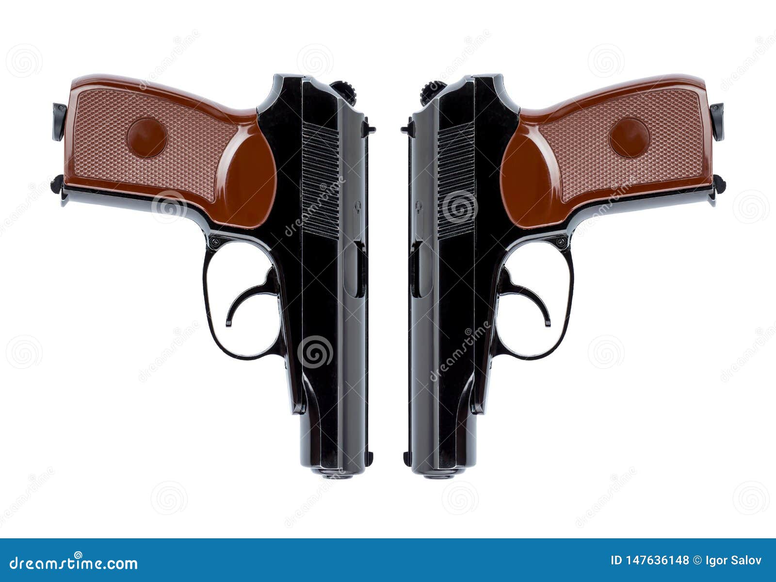 Two Pistols Symmetrically Directed Down the Trunks Stock Photo - Image ...