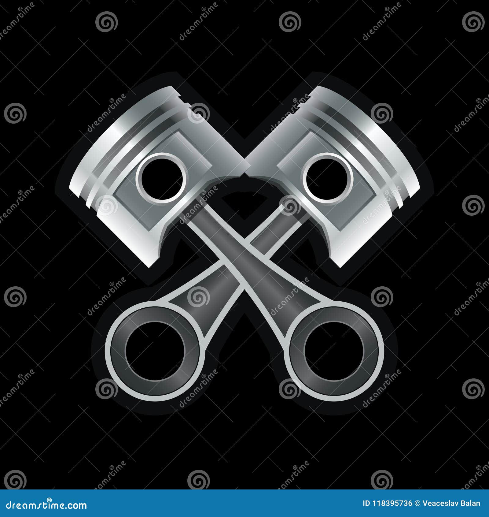 Two pistons on black stock vector. Illustration of cylinder - 118395736