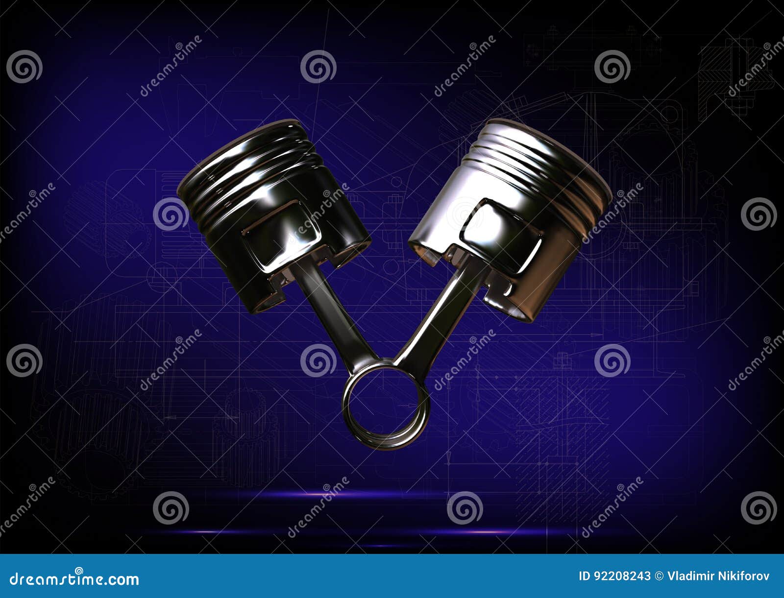 Two pistons on a blue stock illustration. Illustration of plug - 92208243